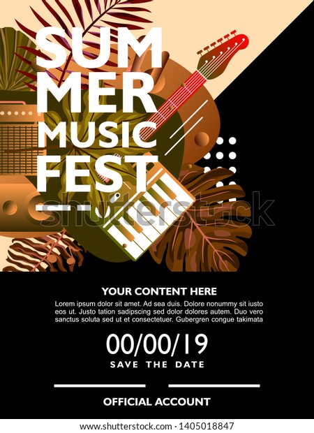 Summer Music Fest Poster Template On Stock Vector (Royalty Free ...
