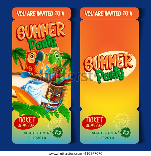 Summer Party Ticket Stock Vector (Royalty Free) 610597070 | Shutterstock
