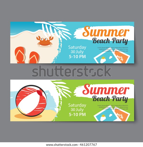 Vektor Stok Summer Pool Party Ticket Template (Tanpa Royalti) 461207767 ...