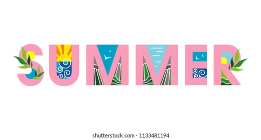 Summer Print Lettering Typography Stock Vector (Royalty Free ...