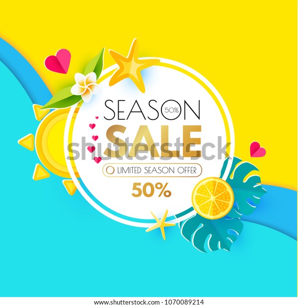 Summer Sale Layout Design Template Paper Stock Vector (Royalty Free ...