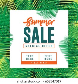 Summer Sale Tropical Pattern Vector Template Stock Vector (Royalty Free ...