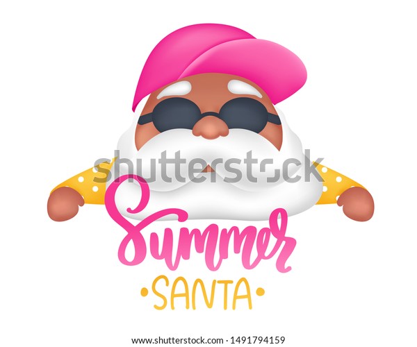 Summer Santa Cartoon Character Vector Illustration Stock Vector ...