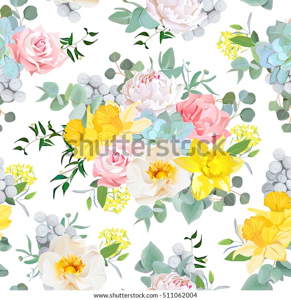 Summer Sunny Floral Seamless Vector Pattern Stock Vector (Royalty Free ...