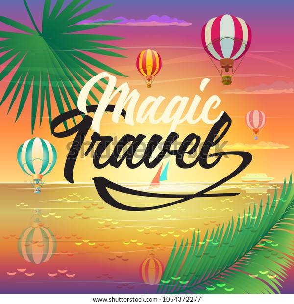 Summer Sunset Painting Poster On Theme Stock Vector (Royalty Free ...