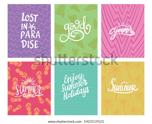 Summer Theme Typography Colorful Background Design Stock Vector ...