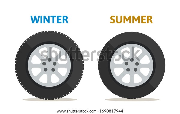Summer Tire Winter Tire Comparison Information Stock Vector (Royalty ...