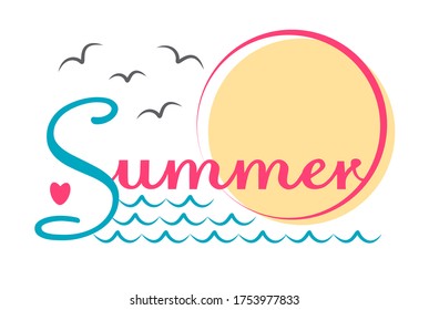 Summer Title Birds Waves Sun Symbol Stock Vector (Royalty Free ...