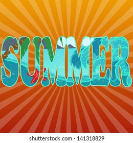 Summer Title On Orange Background Vector Stock Vector (Royalty Free ...