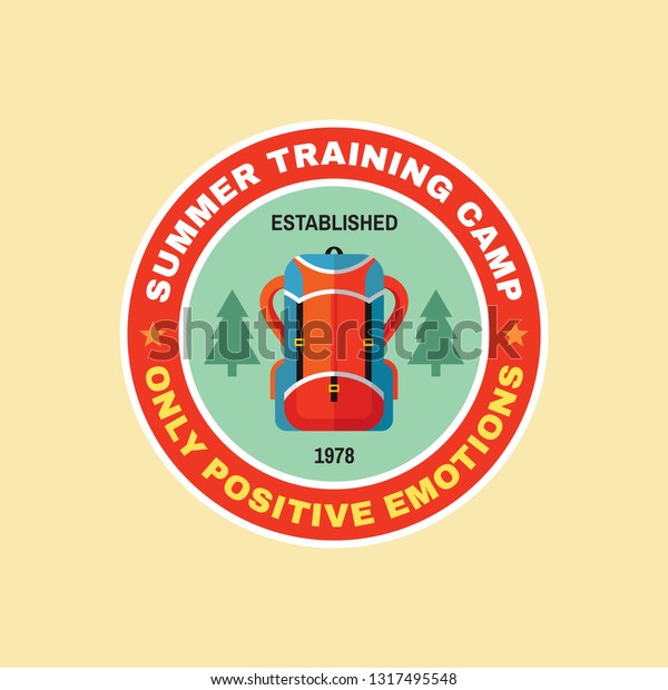 Summer training camp - concept badge in flat design style. Adventure ...