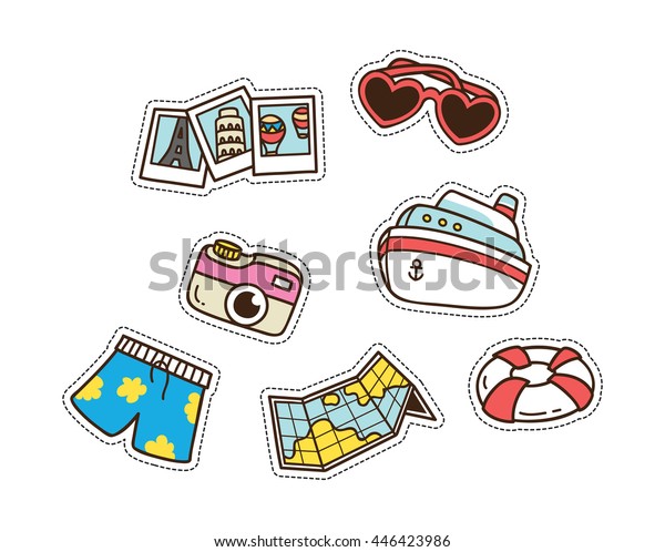 Summer Travel Themed Cute Patch Isolated Stock Vector (Royalty Free ...