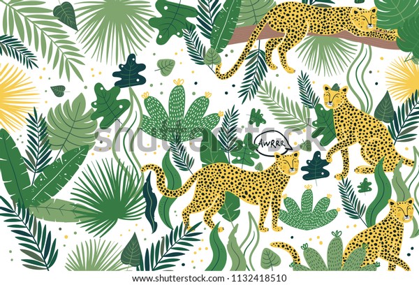 Summer Tropical Illustration Vector Hand Draw Stock Vector (Royalty ...