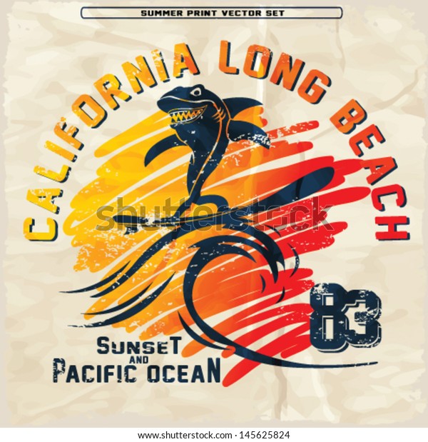 Summer Tropical Surf Print Stock Vector (Royalty Free) 145625824 ...