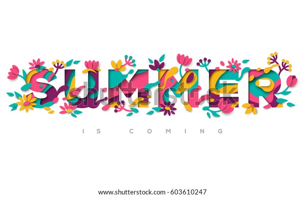 Summer Typography Design Abstract Paper Cut 库存矢量图（免版税）603610247 ...
