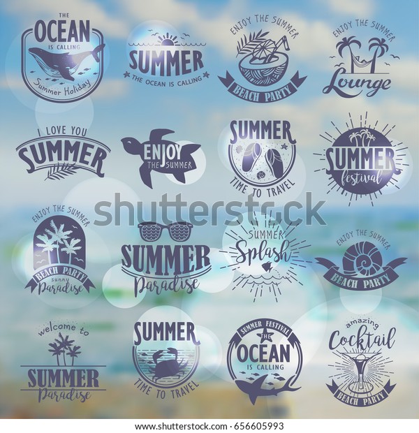 Summer Typography Design Collection Set Sixteen Stock Vector (Royalty ...