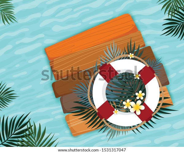 Summer Vector Banner Design Lifebuoy Colorful Stock Vector (Royalty ...