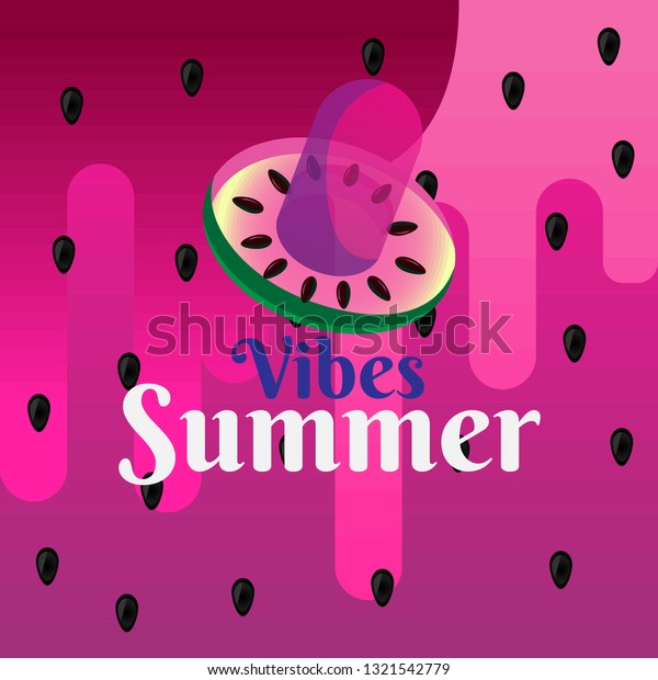 Summer Vibes On Water Melon Background Stock Vector (Royalty Free ...