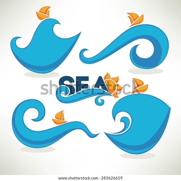 Summer Wave Vector Collection Sea Summer Stock Vector (Royalty Free ...