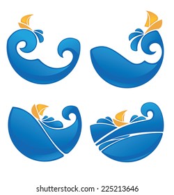 Summer Wave Vector Collection Stickers Labels Stock Vector (Royalty ...
