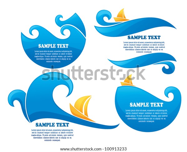 Summer Wave Vector Collection Stickers Labels Stock Vector (Royalty ...