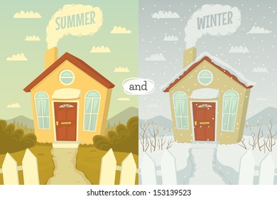 Summer Winter Vector Illustration Stock Vector (Royalty Free) 153139523 ...