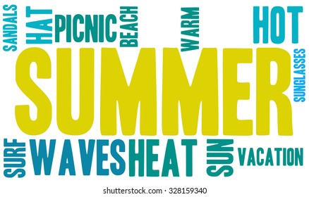 Summer Word Cloud On White Background Stock Vector (Royalty Free ...