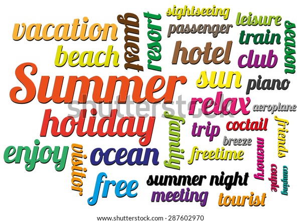 Summer Word Cloud On White Background Stock Vector (Royalty Free ...