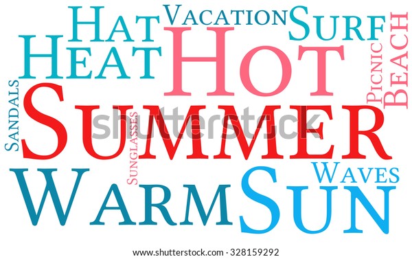 Summer Word Cloud On White Background Stock Vector (Royalty Free ...