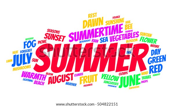 Summer Word Cloud On White Background Stock Vector (Royalty Free ...