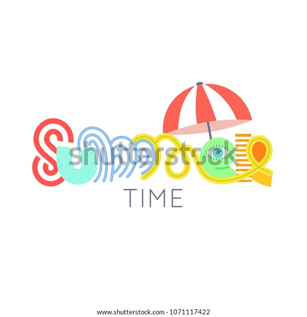 Summertime Cute Hand Drawn Lettering Summer Stock Vector (Royalty Free ...
