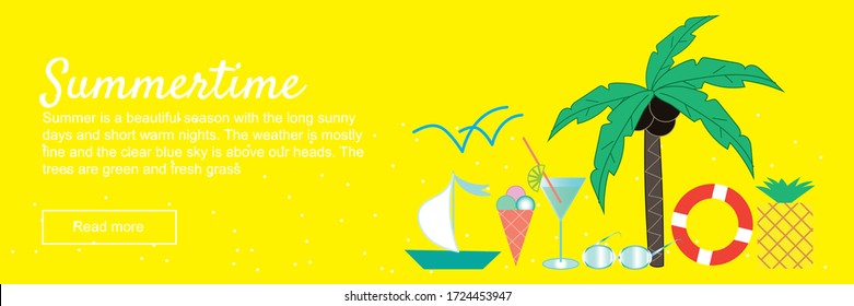 Summertime Horizontal Banners Vector Illustration Social Stock Vector ...