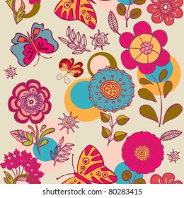 Summery Floral Seamless Pattern Stock Vector (Royalty Free) 80283415 ...