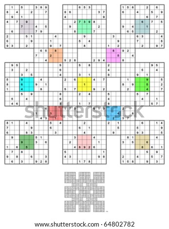Sumo Sudoku 13 Overlapping Sudoku Puzzles Stock Vector (Royalty Free ...
