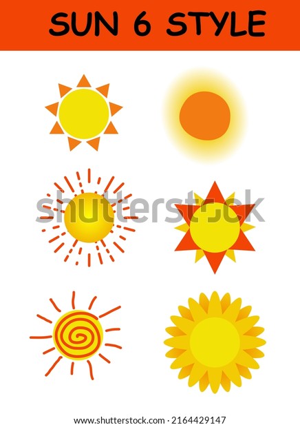 Sun 6 Styles 2d Vector Set Stock Vector (Royalty Free) 2164429147 ...