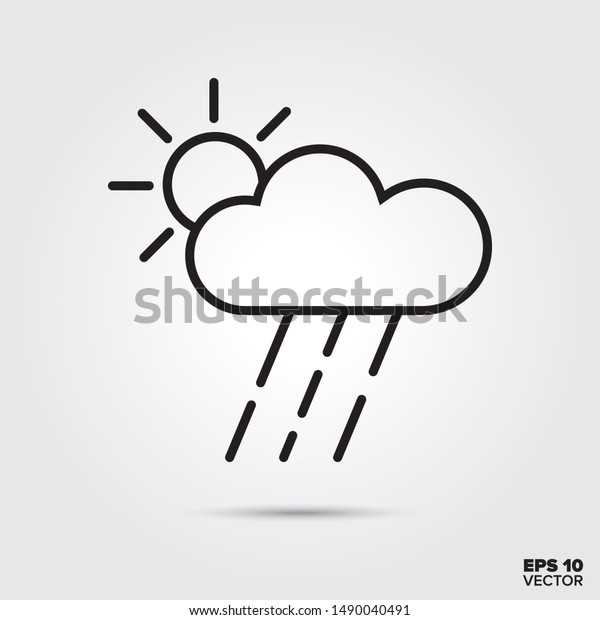 Sun Behind Rain Cloud Outline Style Stock Vector (Royalty Free ...