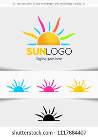 Sun Book Logo Template Vector Illustration Stock Vector (Royalty Free ...