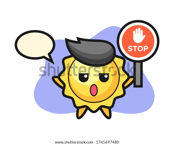 Sun Cartoon Holding Stop Sign Stock Vector (Royalty Free) 1765697480 ...