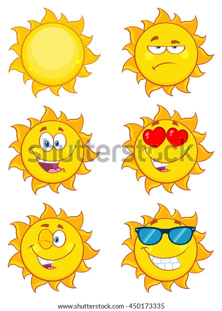 Sun Cartoon Mascot Characters Set Vector Stock Vector (Royalty Free ...