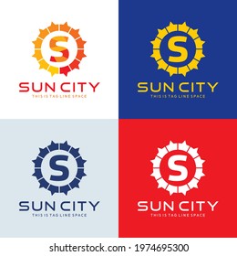 Sun City Vector Logo Stencil Style Stock Vector (Royalty Free ...