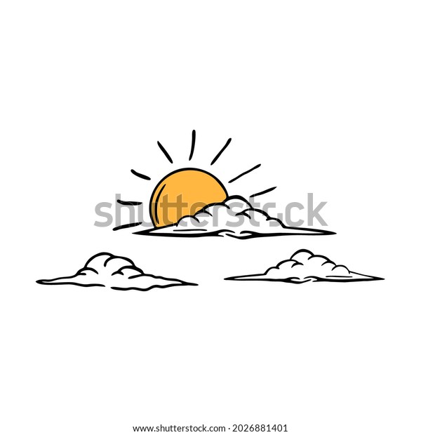 Sun Cloud Vector Illustration Hand Drawn Stock Vector Royalty Free 2026881401 Shutterstock