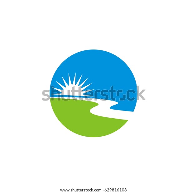 Sun Creek Logo Template Illustration Design Stock Vector (Royalty Free ...