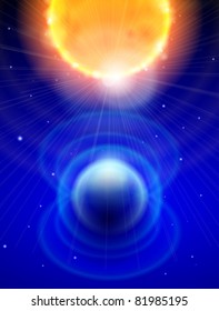 Sun Earth Depths Space Scheme Solar Stock Vector (Royalty Free ...