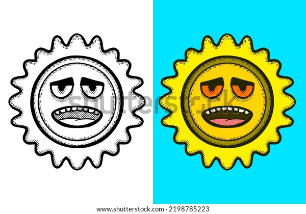 Sun Face Illustration Hand Drawn Cartoon Stock Vector (Royalty Free ...
