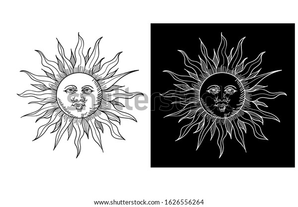 Sun Face Stilized Illustrationvector Astrology Symbol Stock Vector ...