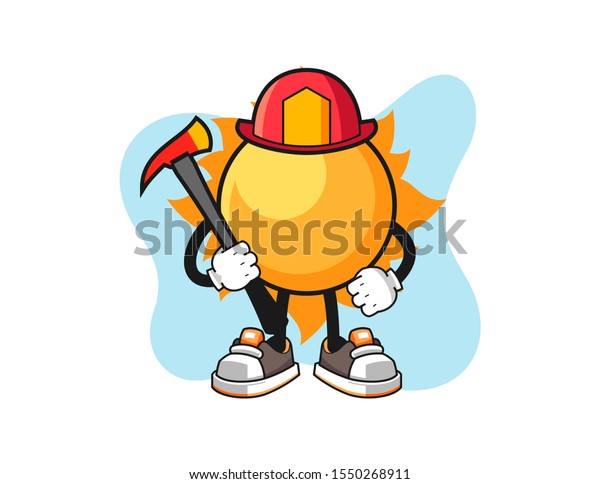Sun Firefighter Cartoon Mascot Character Vector Stock Vector (Royalty ...