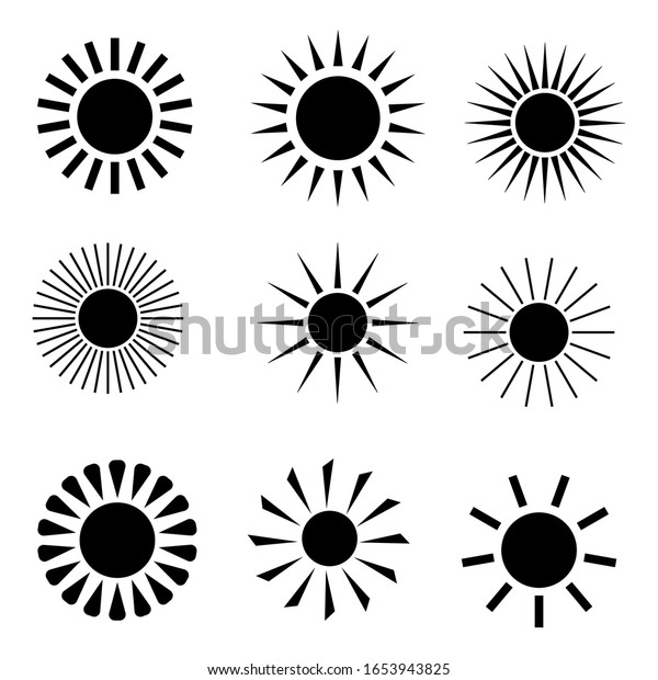 Sun Flat Vector Icon Set Isolated Stock Vector (Royalty Free ...