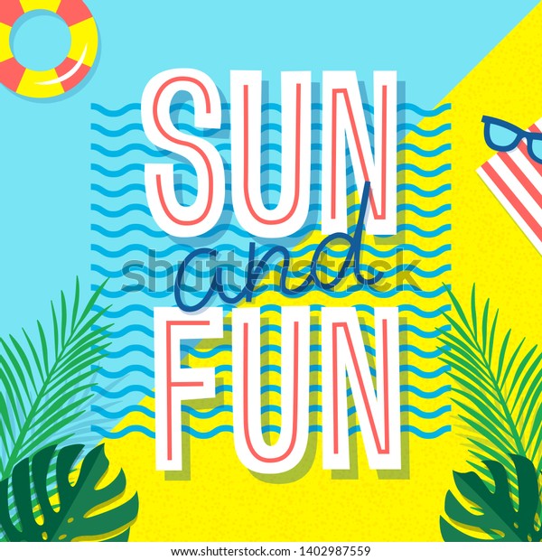 Sun Fun Summer Poster Tropical Print Stock Vector (Royalty Free ...