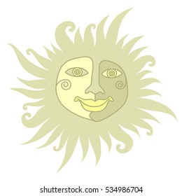 Sun Human Face On White Background Stock Vector (Royalty Free ...