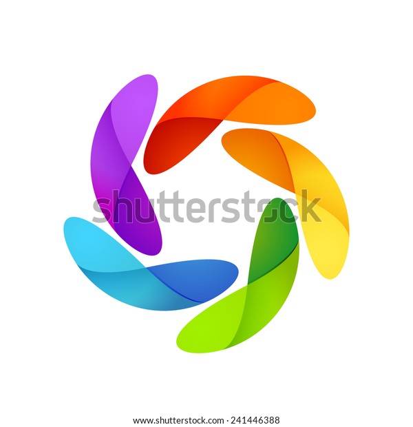 Sun logo. Five volume looped infinity logotype. Infinite loop.