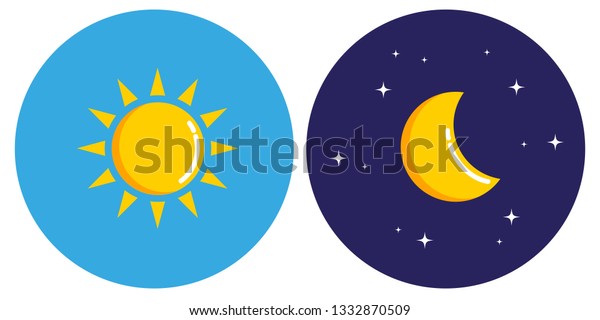 luz solar y luna en círculo concepto diurno y nocturno ilustración ...